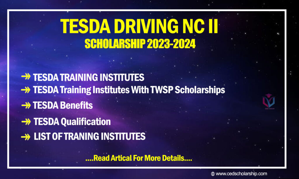 TESDA DRIVING NC II SCHOLARSHIP AY 2023-2024 TESDA DRIVING NC II SCHOLARSHIP AY 2023-2024